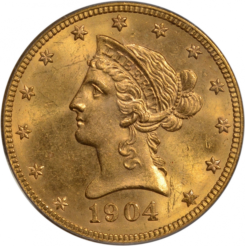$10.00 1904 Ten Dollar Gold Eagle $10 - PCGS MS63